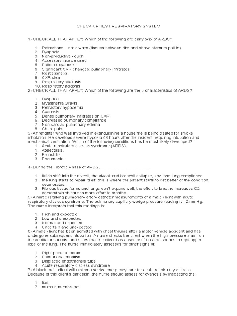 EXam Respi | PDF | Pneumonia | Chronic Obstructive Pulmonary Disease