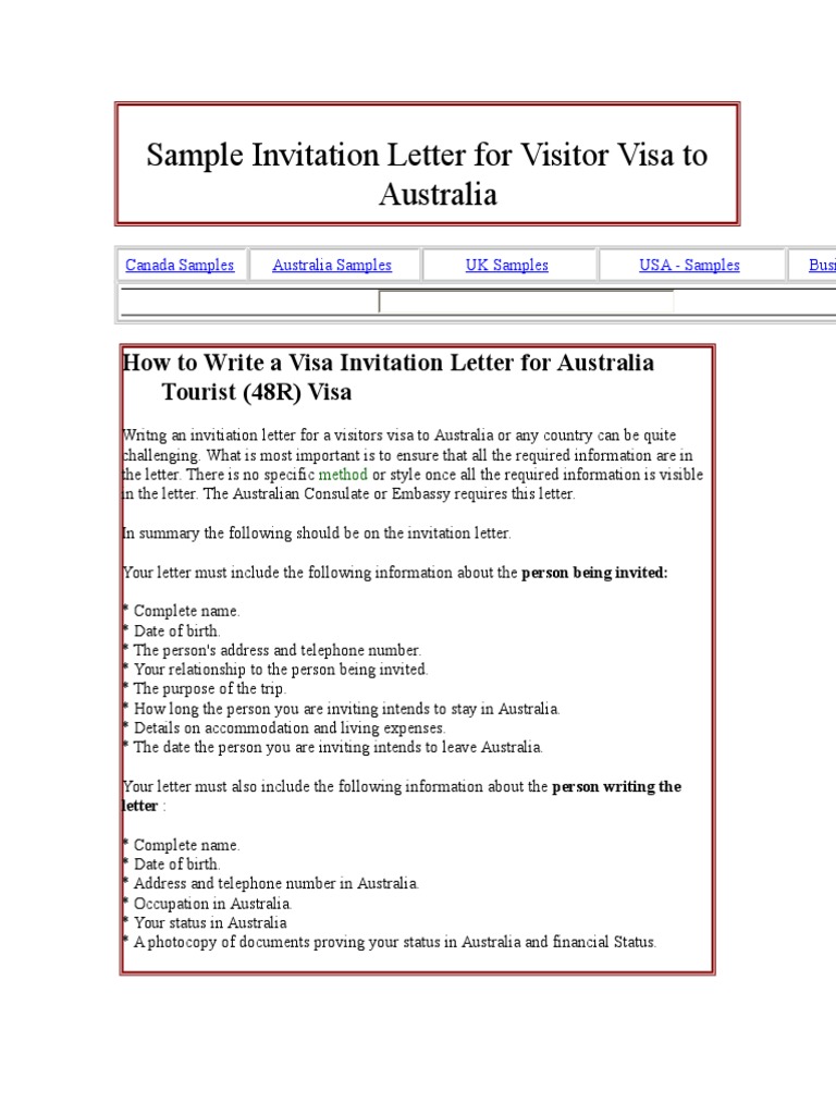 Providing Visitor Visas: A Guide to Writing Effective Invitation ...