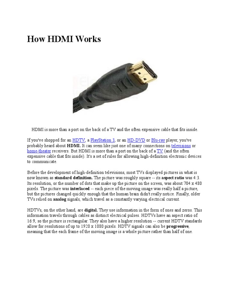How HDMI Works | Hdmi | High Definition Television