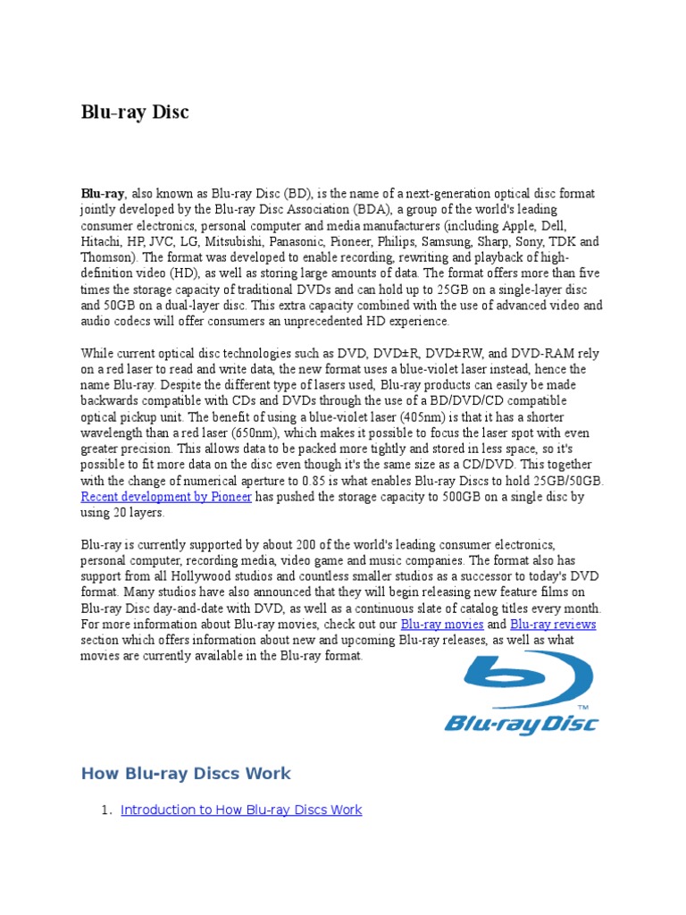 Blu-Ray Disc: Blu-Ray, Also Known As Blu-Ray Disc (BD), Is The Name of ...