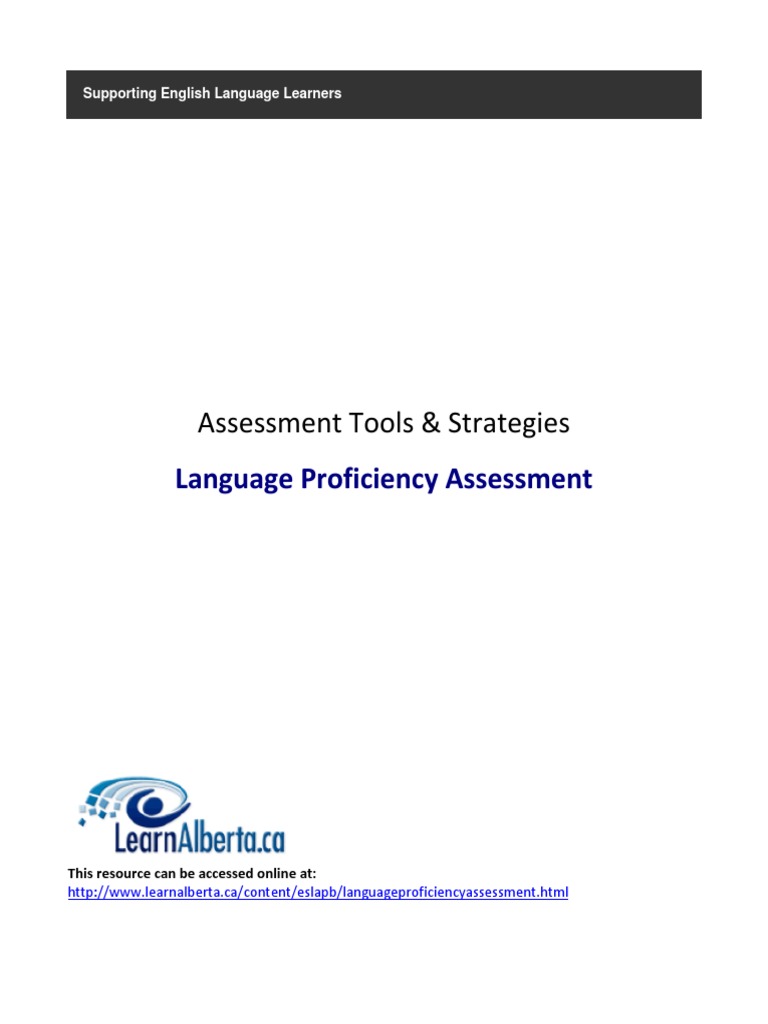 Assessment Tools & Strategies Language Proficiency Assessment | PDF ...