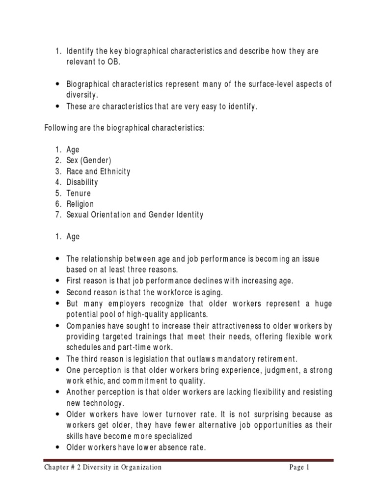 Key Biographical Charactersticks | PDF | Employment Discrimination ...