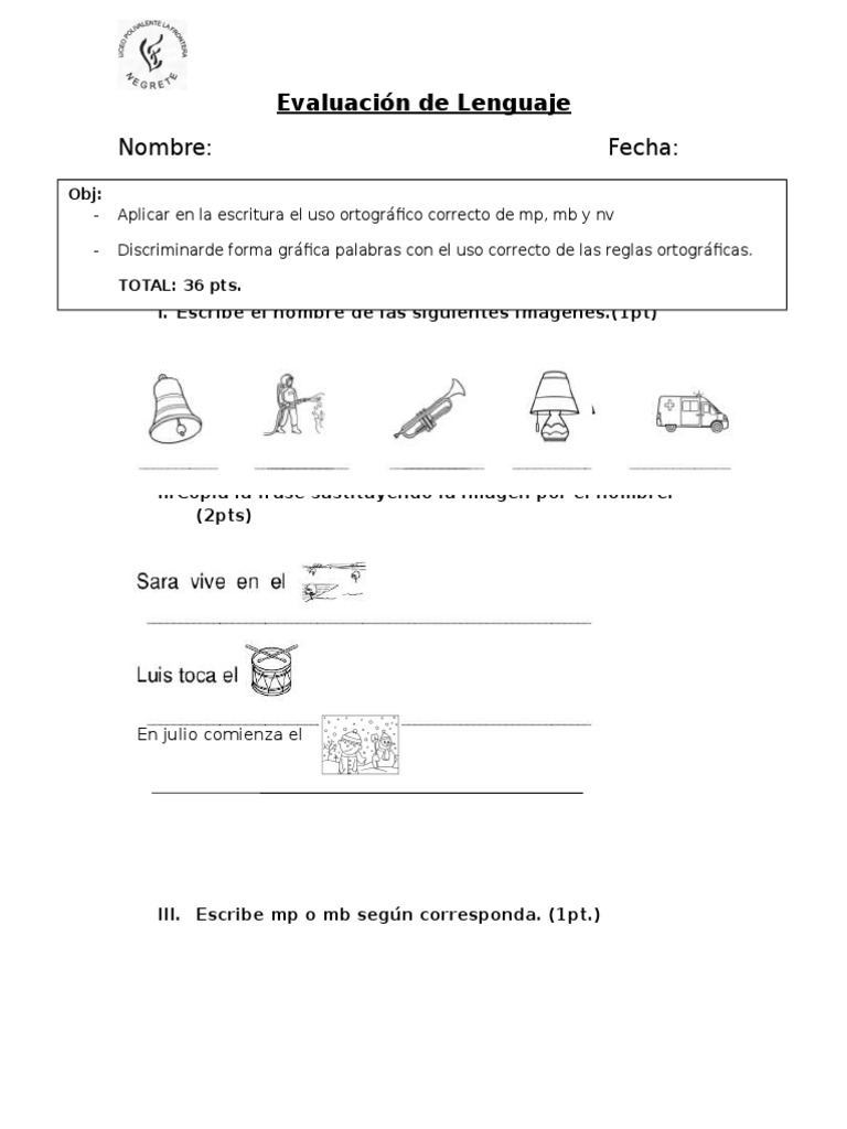 Actividades de Ortografía: MP, MB y NV | PDF