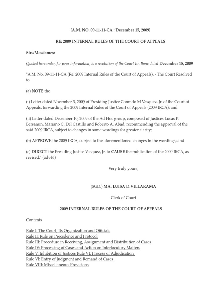 Rules - The Internal Rules of The Court of Appeals 2849574982309 | PDF ...