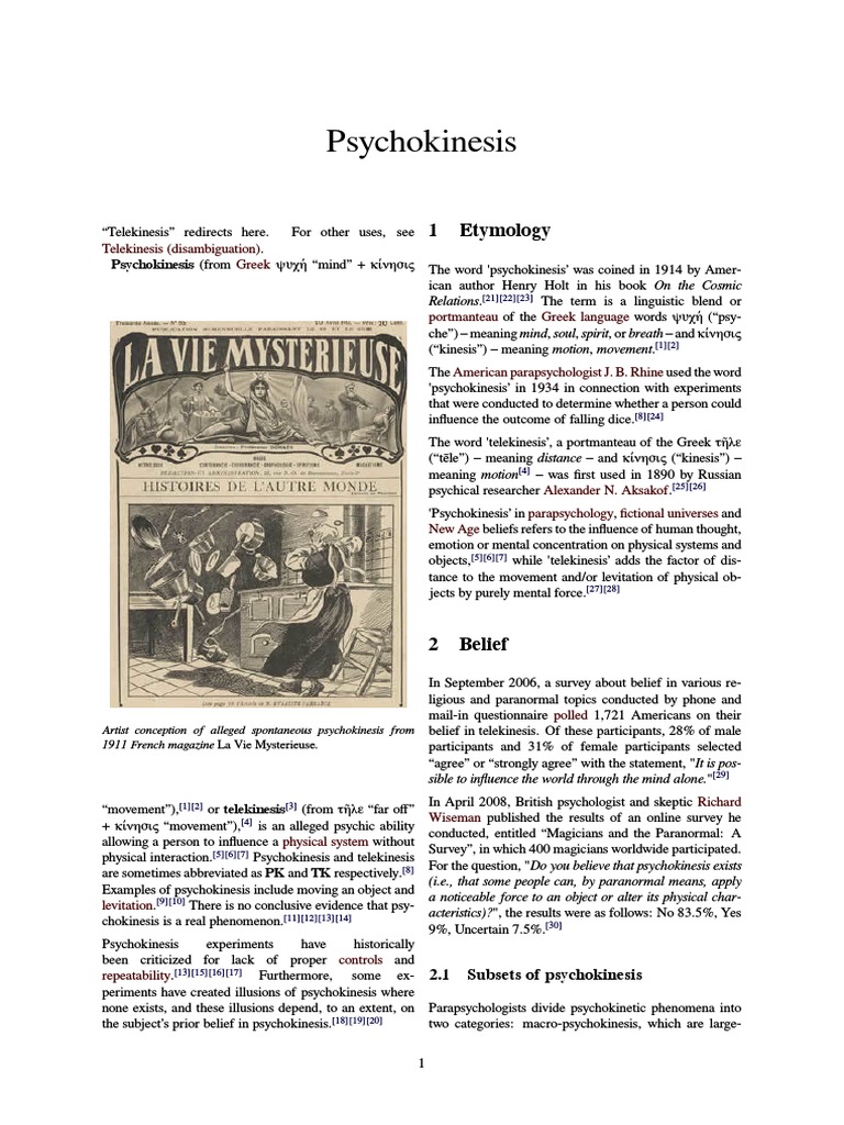 Psychokinesis | PDF | Parapsychology | Paranormal