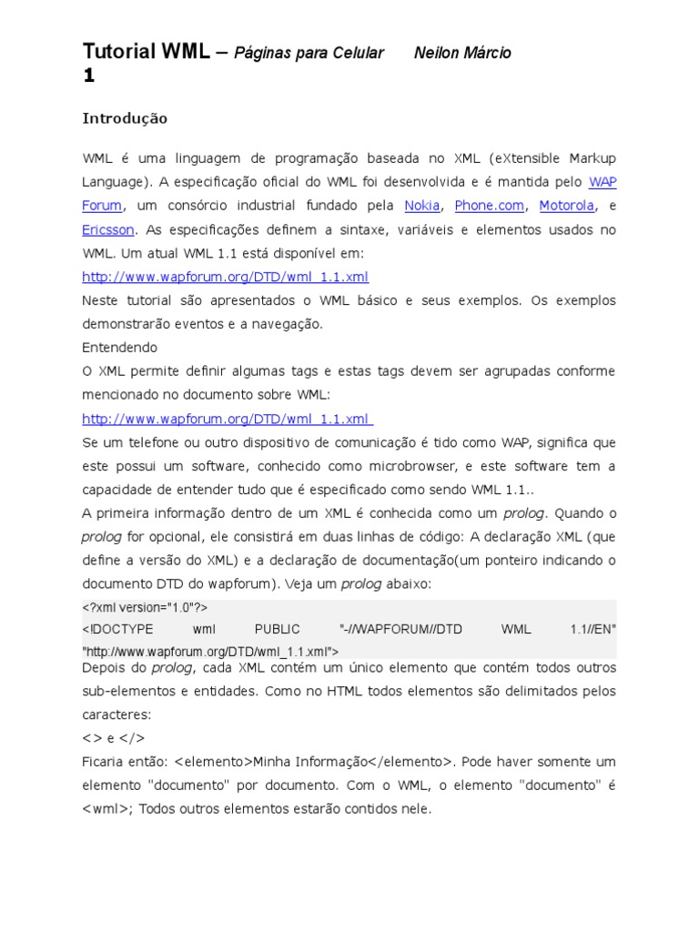 Apostila de WML | PDF | Navegador da Web | Html