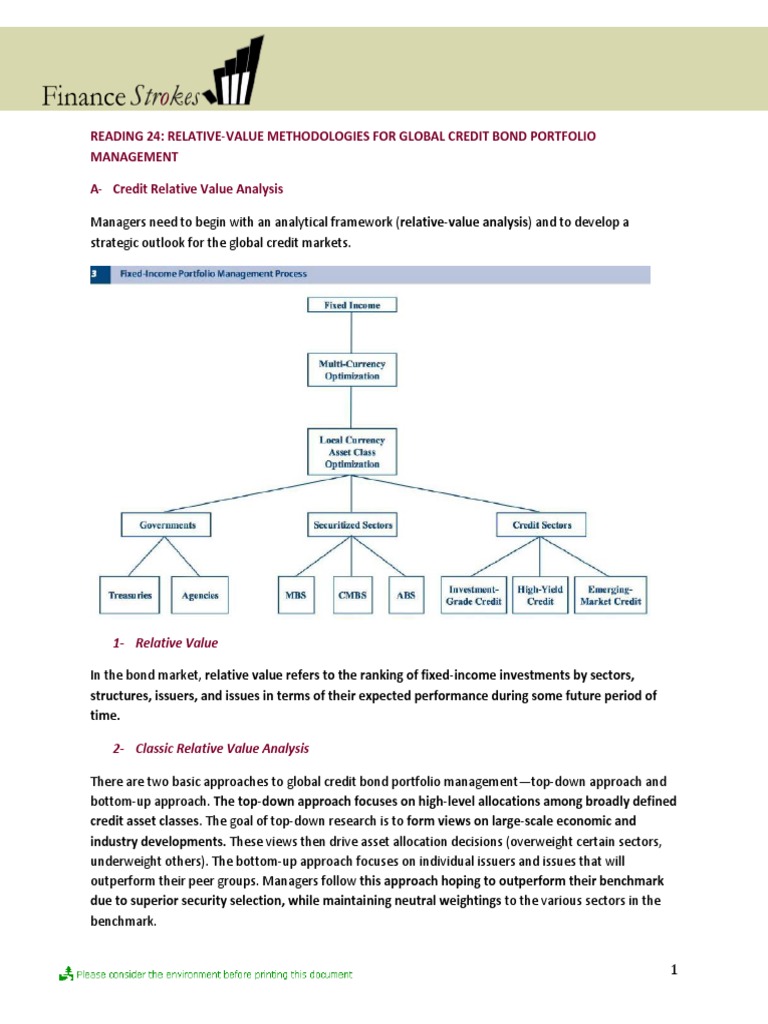 Relative Value Methodologies For Global Credit Bond Portfolio ...