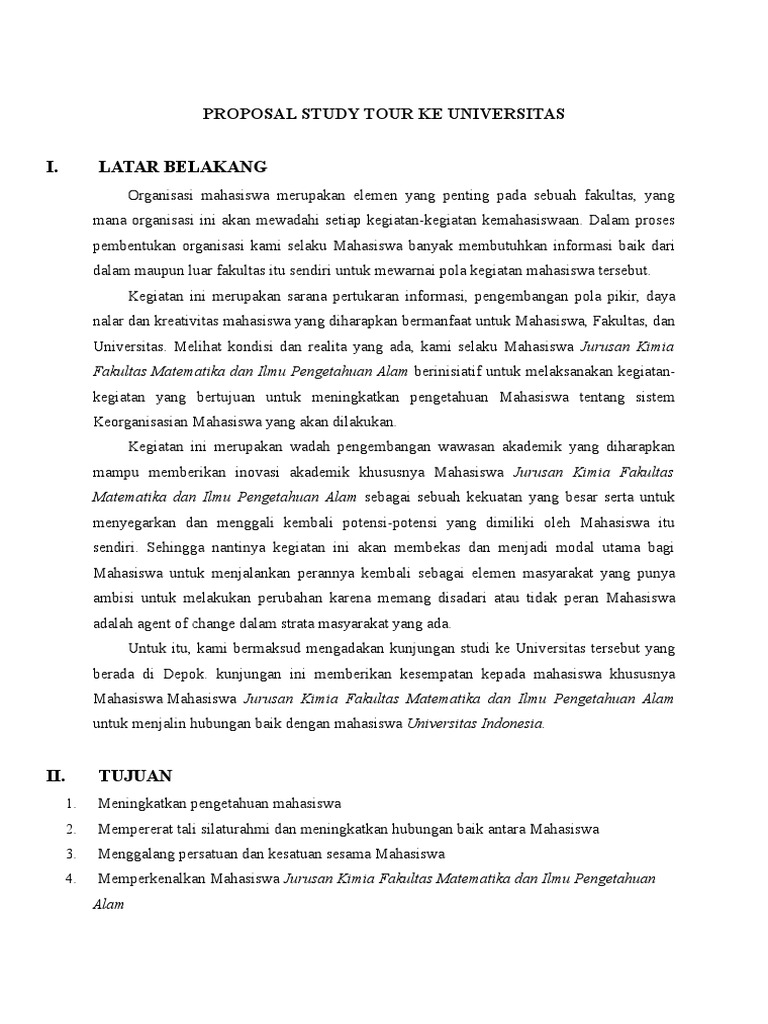 Proposal Study Tour Ke Universitas | PDF