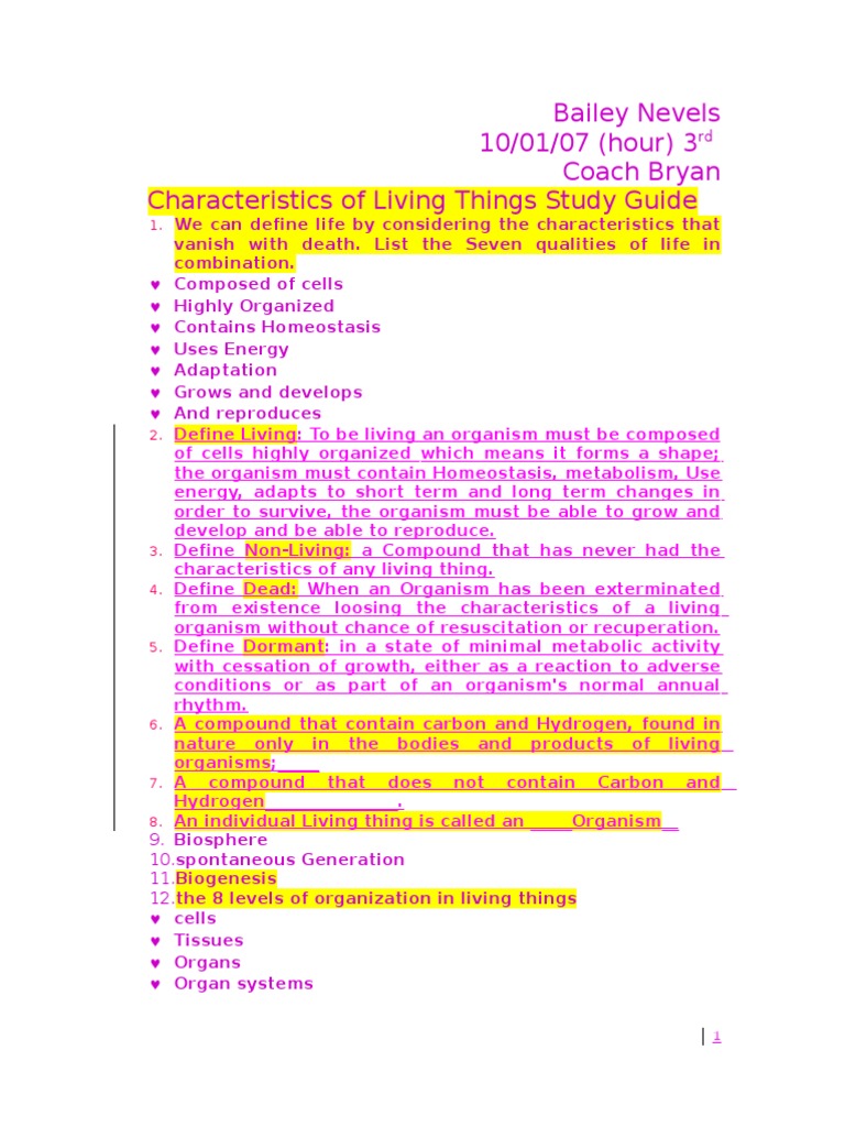 Biology Study Guide for Students | PDF | Wellness | Science & Mathematics