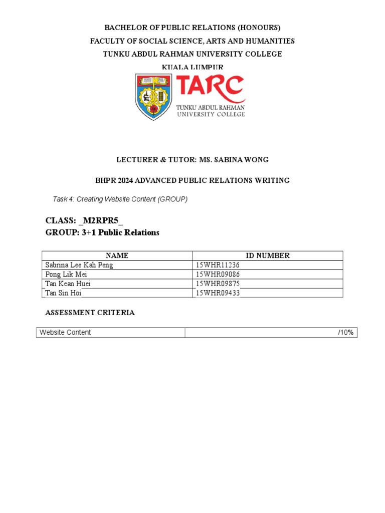 Advanced Public Relations Writing Task | PDF | Social Science