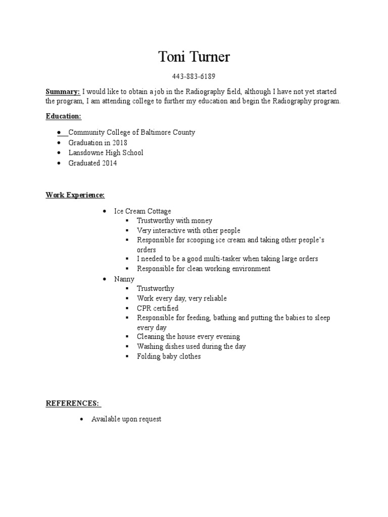 Radiography Job Seeker Resume Summary | PDF | Lifestyle