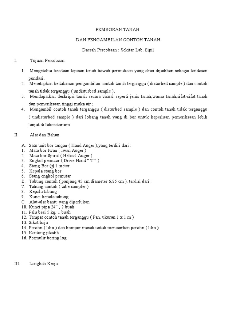 Pemboran Tanah Hand Auger | PDF | Griya & Taman | Teknologi & Rekayasa