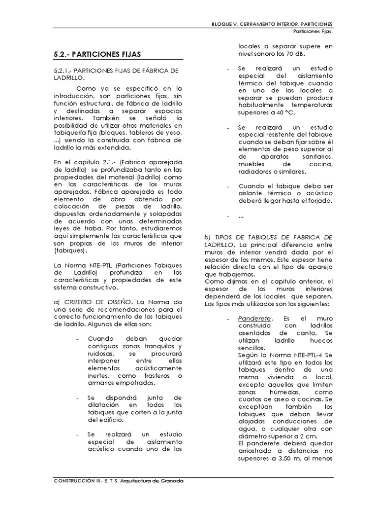 Particiones Fijas de Ladrillo | PDF | Ladrillo | Aislamiento térmico