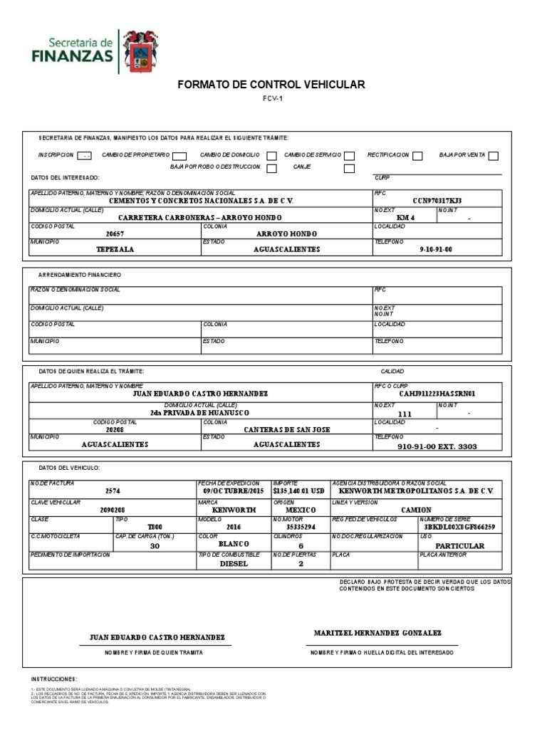 Fcv-1 Formato Llenado