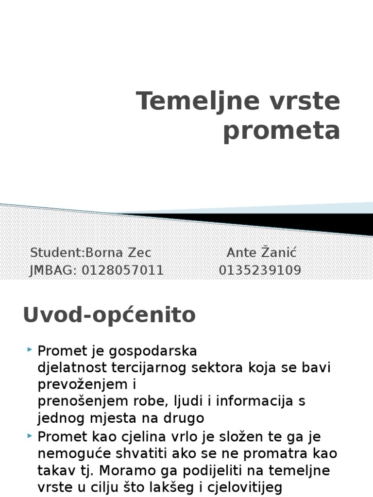 Temeljne Vrste Prometa | PDF