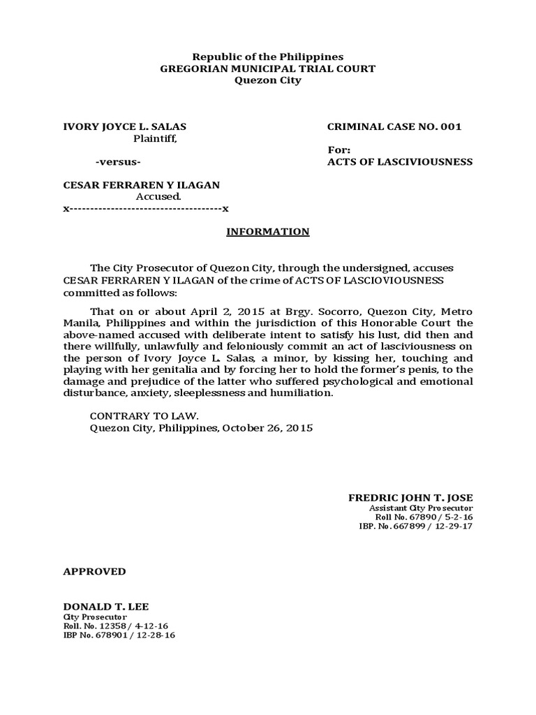 Information - Acts of Lasciviousness | PDF