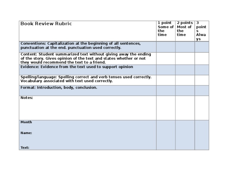Book Review Evaluation Criteria | PDF