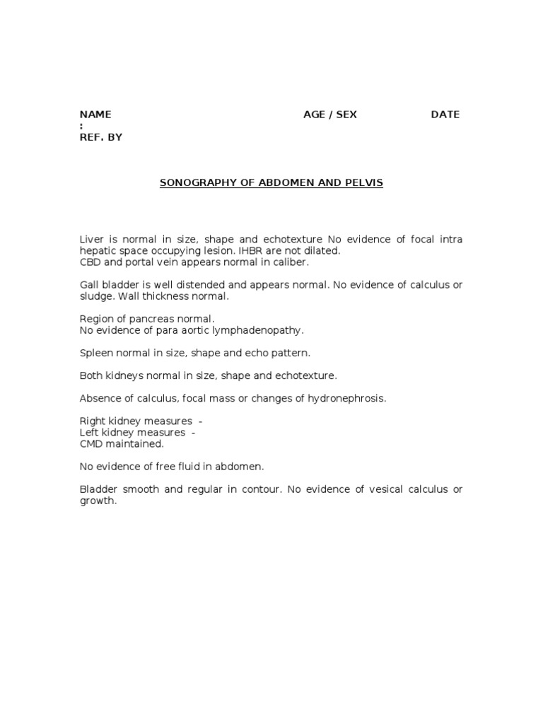 Usg Abdomen and Pelvis Male - Normal | PDF