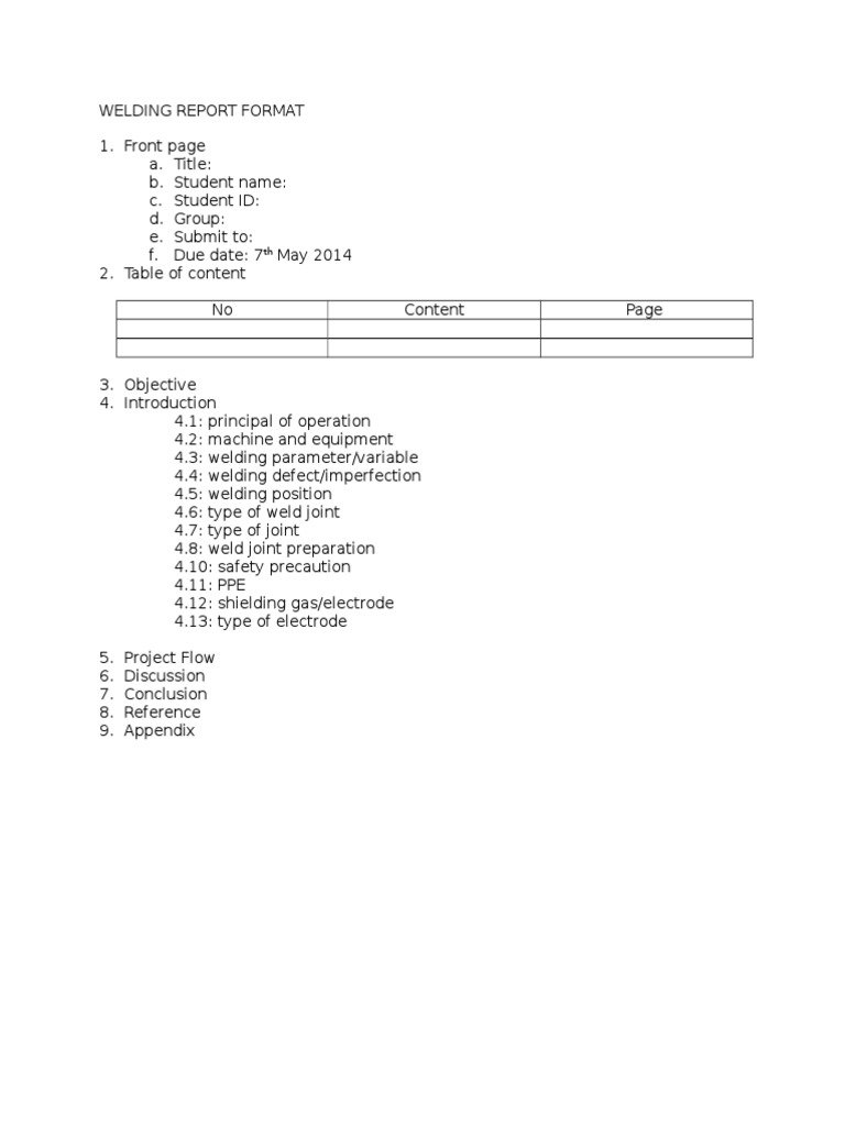 Welding Report Structure Guide | PDF