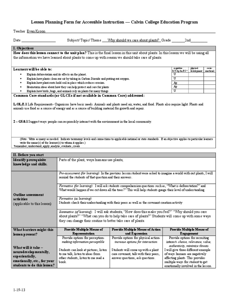 Lesson Plan Plant Care | PDF | Rainforest | Deforestation