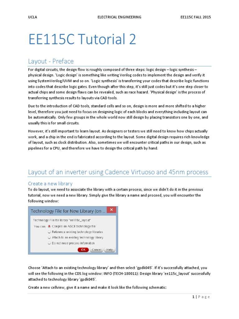 Cadence Layout Tutorial | PDF | Logic Synthesis | Design