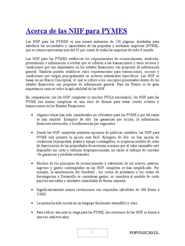 Acerca de Las NIIF para PYMES | PDF | normas internacionales de ...