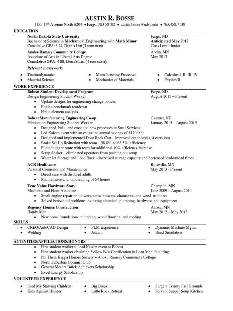 Bobcat SDP Resume | PDF | Production And Manufacturing | Engineering