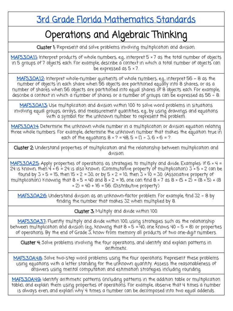 3rd Grade Math Standards Overview | PDF | Multiplication | Natural Number