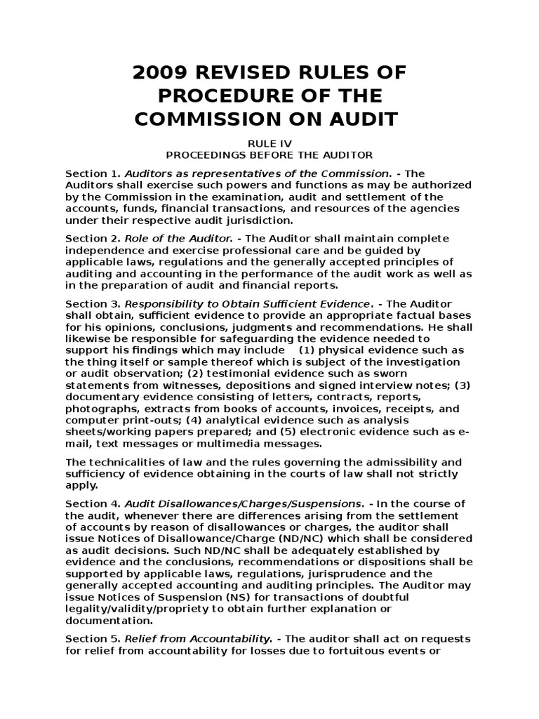 COA Revised Rules of Procedure 2009 | PDF | Financial Audit | Audit