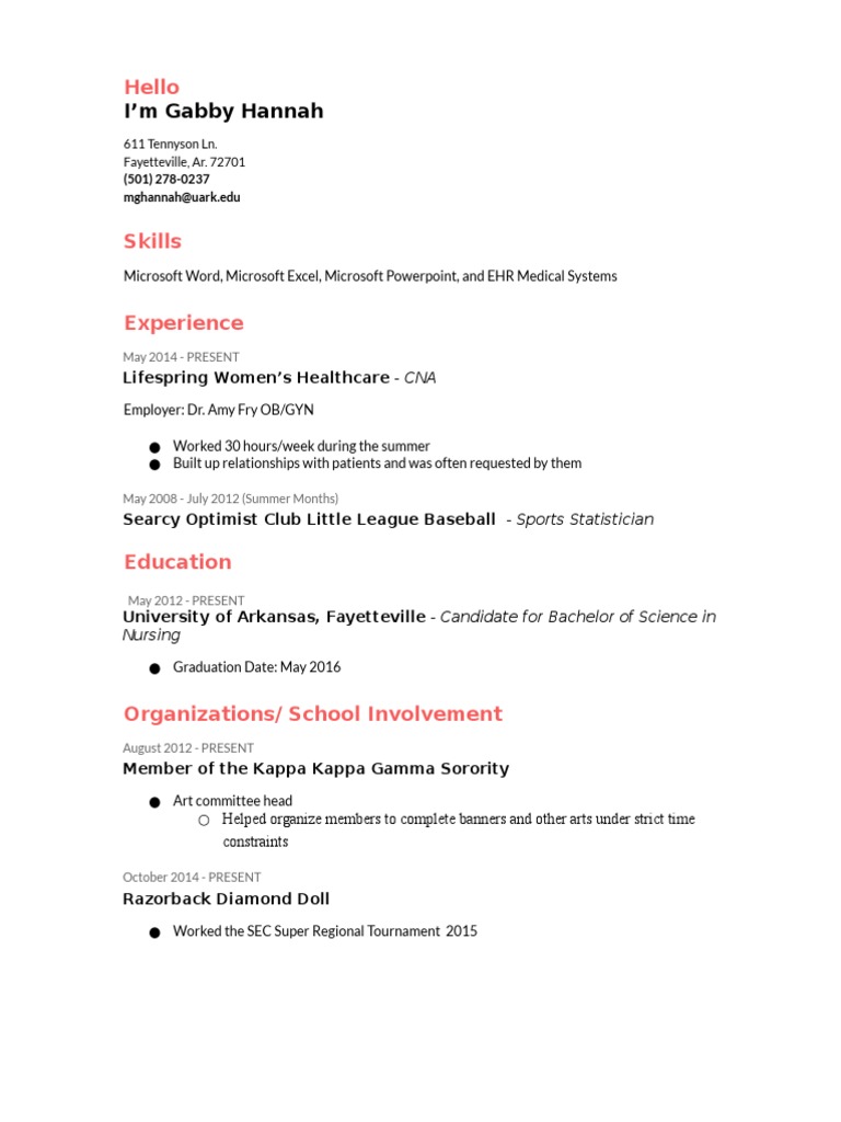 Resume Gabby Hannah 2015 | PDF