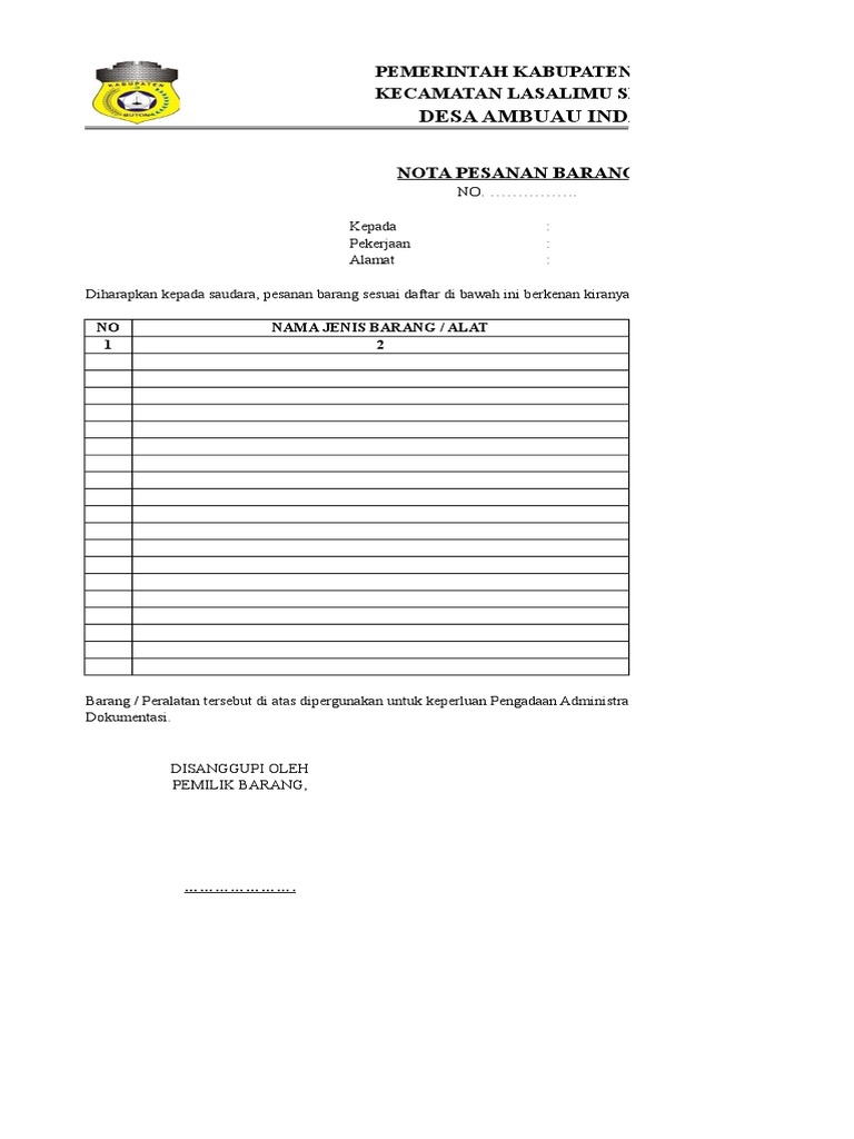 Nota Pesanan Barang | PDF | Hukum