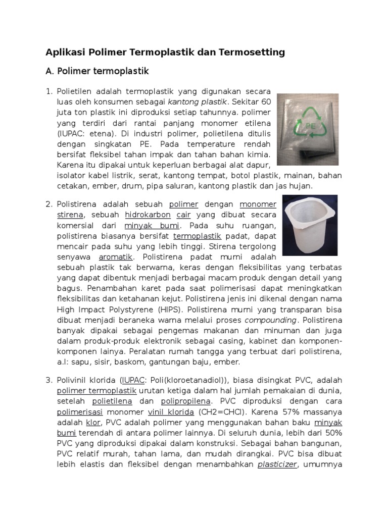 Macam-Macam Termoplastik N Termoset | PDF