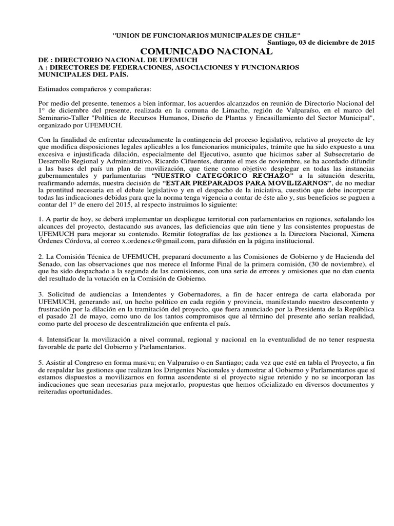 Comunicado Nacional 03.12 | PDF | Gobierno | Política (general)