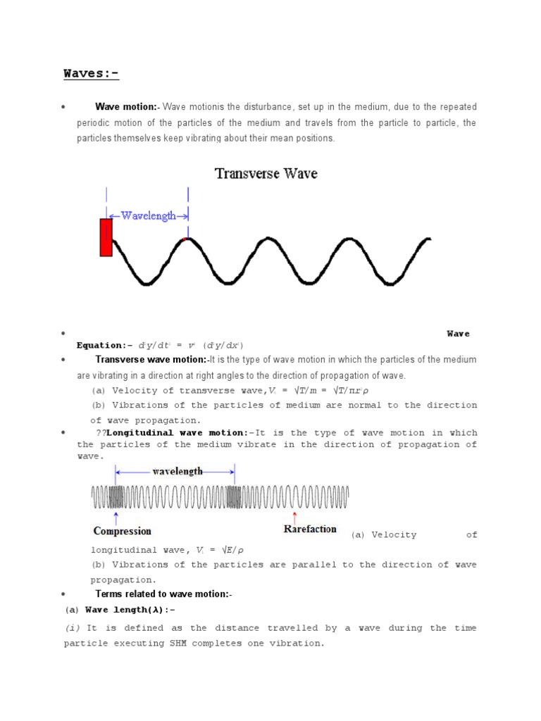 Waves:-: Wave Motion | PDF | Waves | Sound