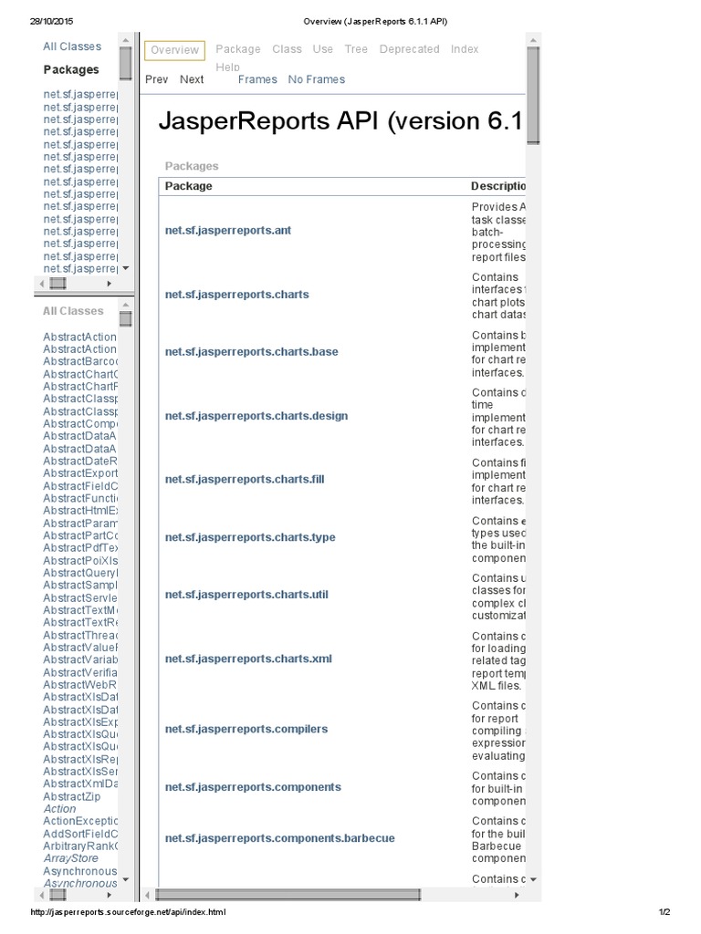 Overview (JasperReports 6.1 API | PDF | Application Programming ...