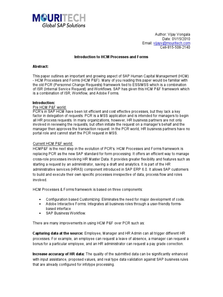 Overview of HCM Processes and Forms | PDF | Finance & Money Management ...