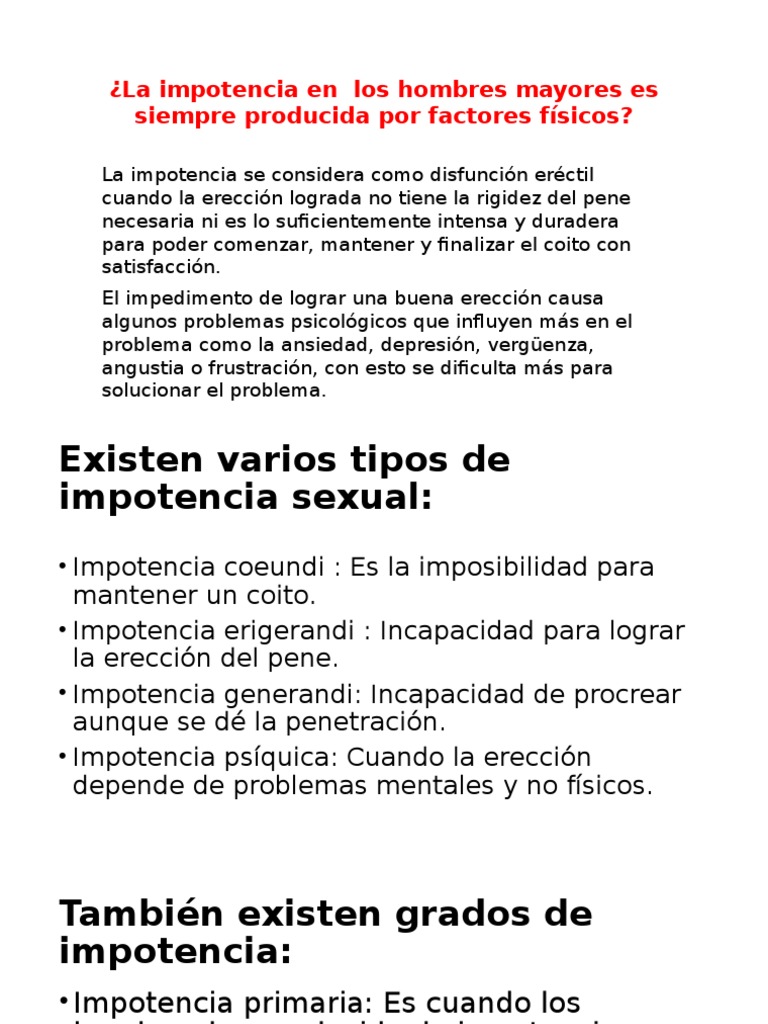 La Impotencia en Los Hombres Mayores Es | PDF | Disfunción eréctil ...