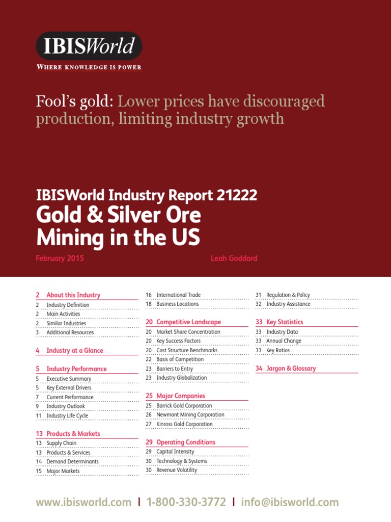 Gold & Silver Ore Mining in The US Industry Report | PDF | Gold As An ...