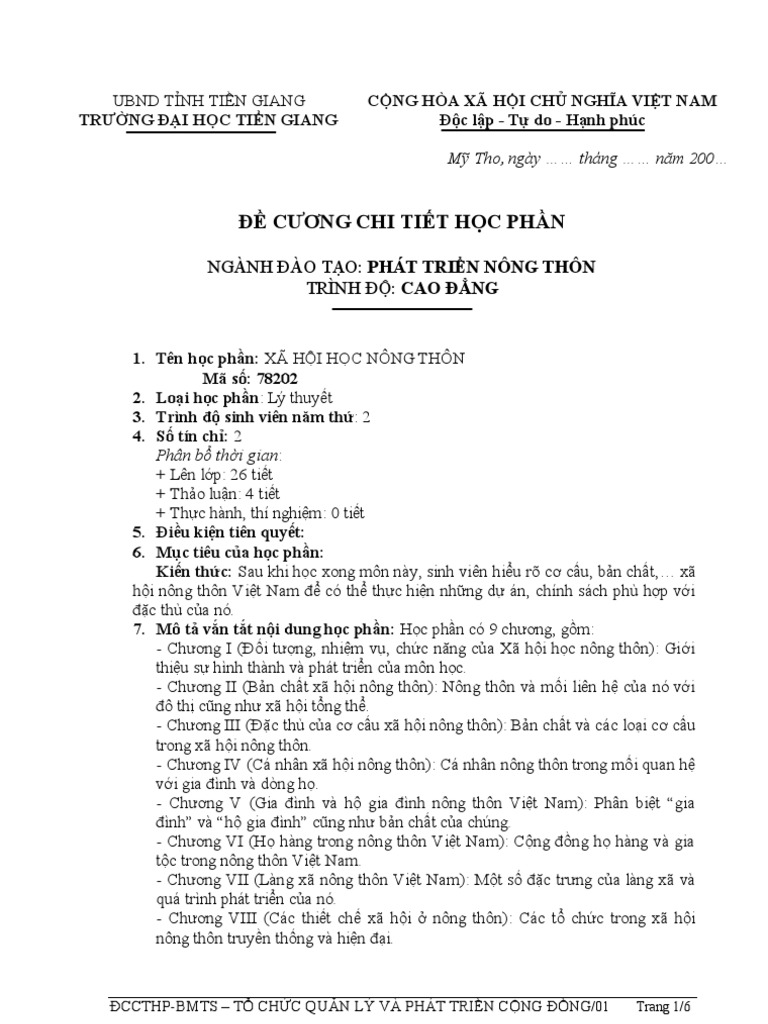 Xa Hoi Hoc Nong Thon | PDF