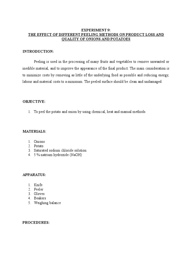 Peeling Method | PDF | Sodium Hydroxide | Chemistry