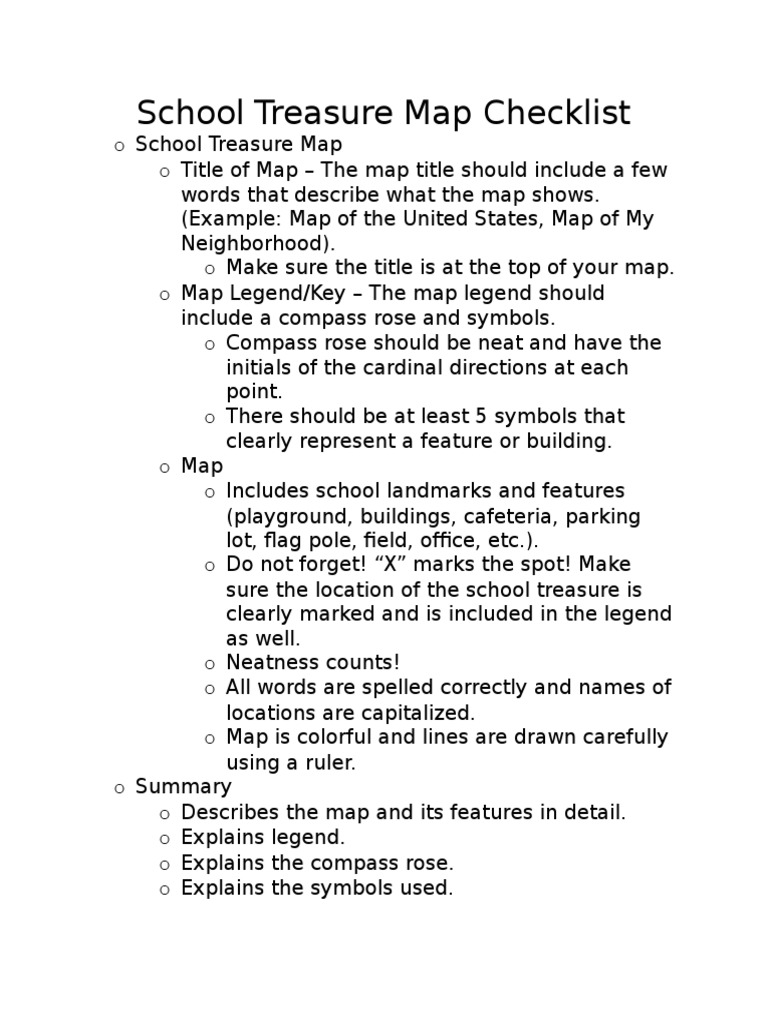 School Treasure Map Checklist | PDF