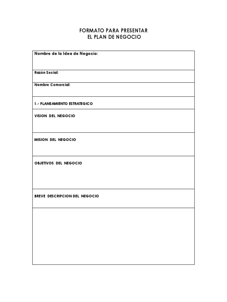 Formato Plan de Negocio Sencillo | Precios | Mercado (Economía) Formato Plan de Negocio Sencillo | Precios | Mercado (Economía)