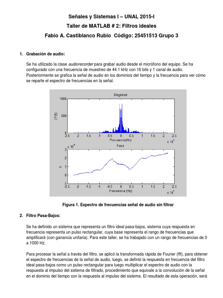 Filtros Ideales MATLAB | PDF | Densidad espectral | Sonido