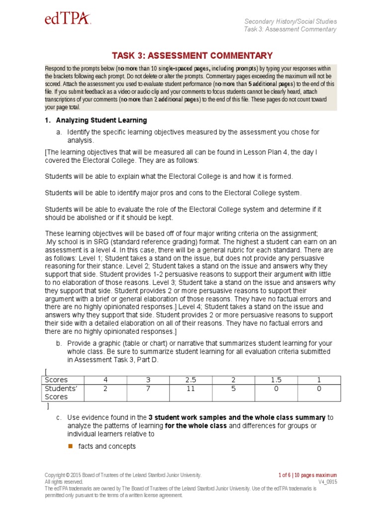 EdTPA Assessment Commentary SK | PDF | Educational Assessment | Argument