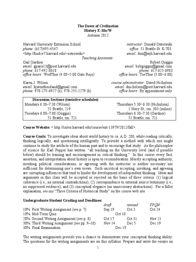 World History (Harvard) Syllabus | PDF | Argument | Logic
