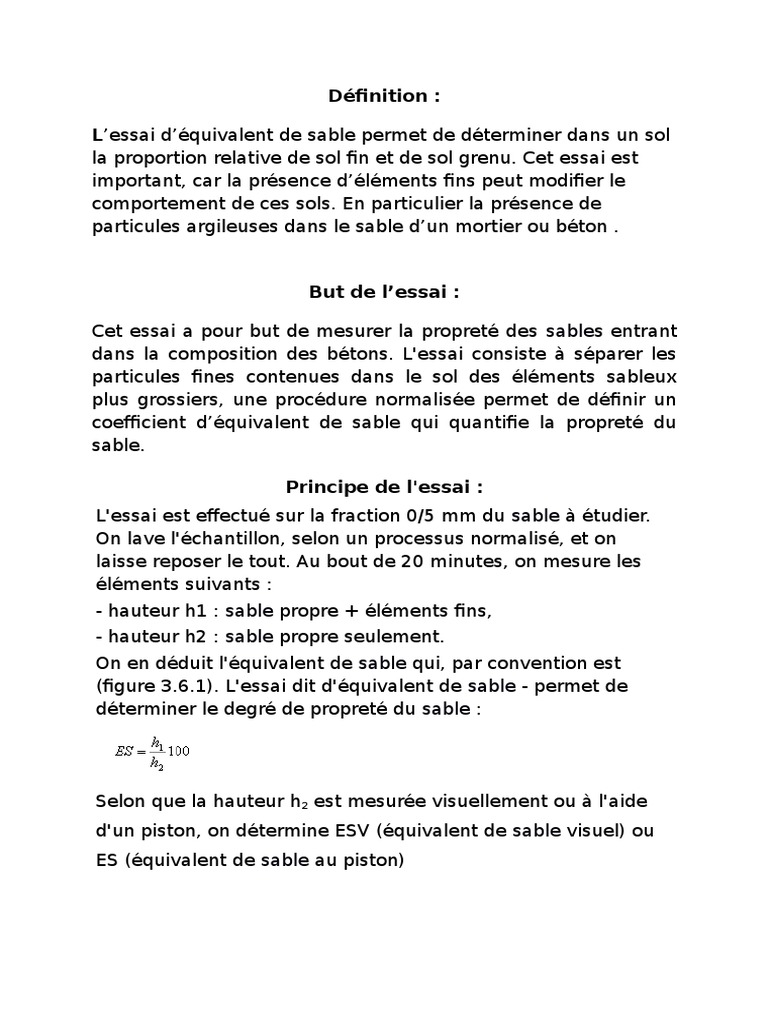 Équivalent de Sable TP 2 | PDF | Matériaux naturels | Matériaux