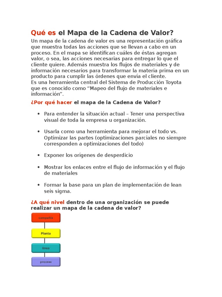 Mapa de Valor | PDF | Six Sigma | Cadena de valor