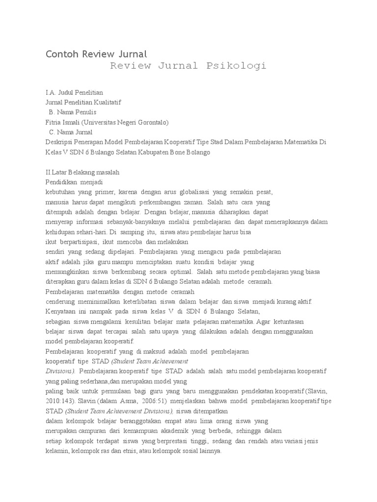 Contoh Review Jurnal | PDF