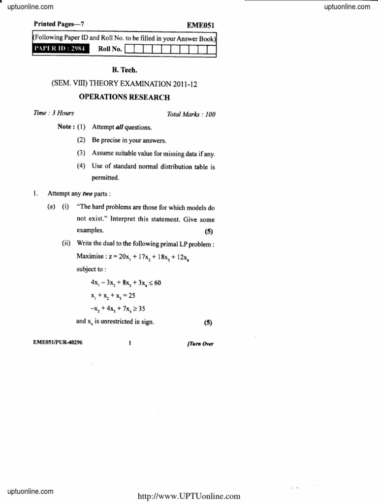 Optimal Solutions to Operations Research Problems: Linear Programming ...