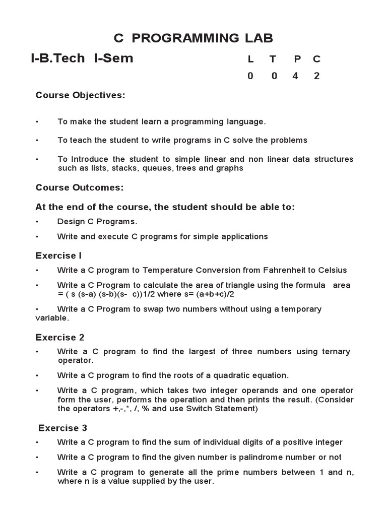 C Programming Lab | PDF | C (Programming Language) | String (Computer ...